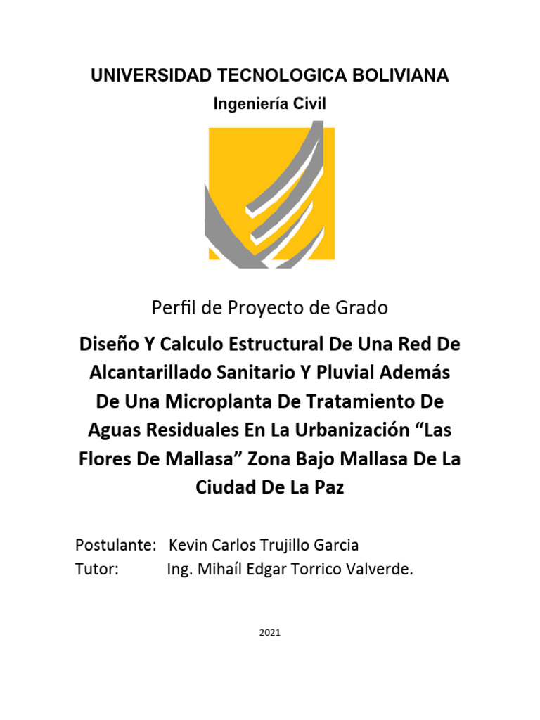 METODOLOGIA Perfil Final Kevin CarlosTrujillo Garcia | PDF | Alcantarillado | Colector de aguas ...