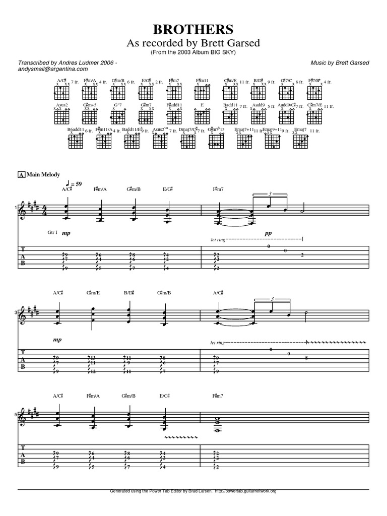 Brothers - Brett Garsed Tab | PDF