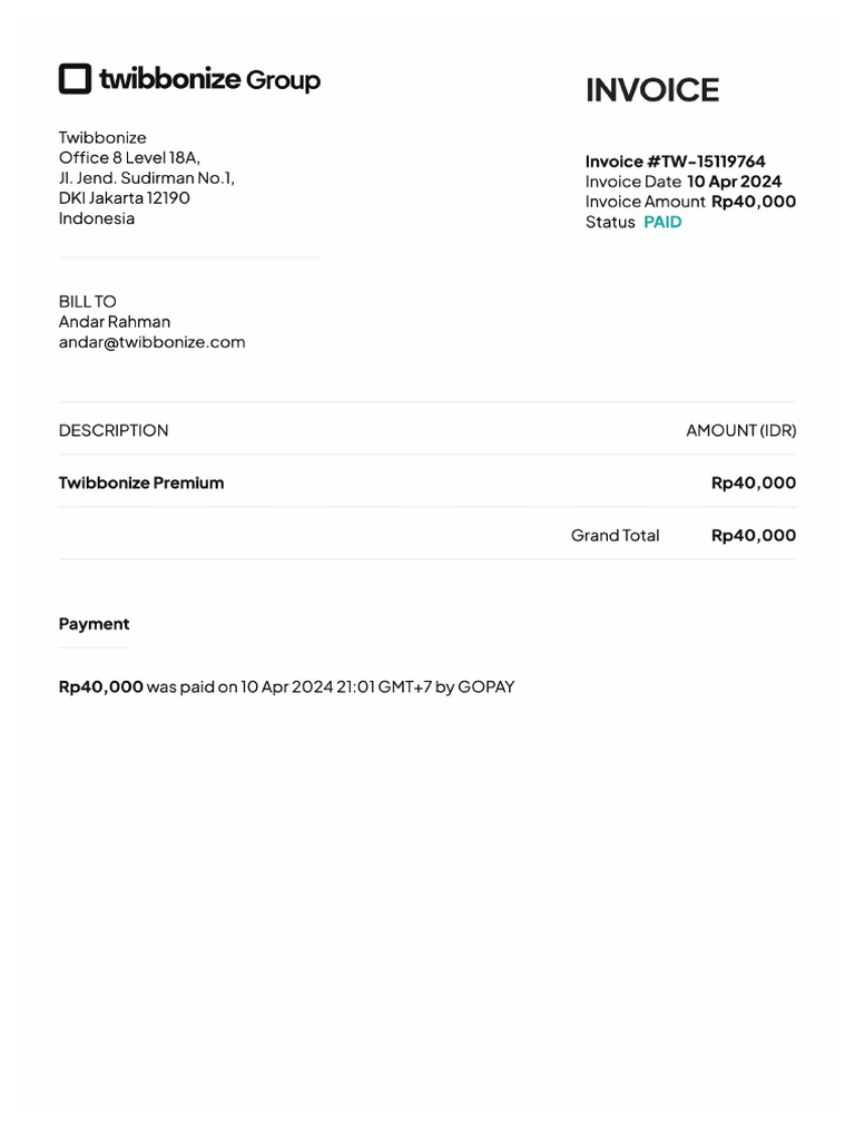 Invoice TW 15119764 | PDF