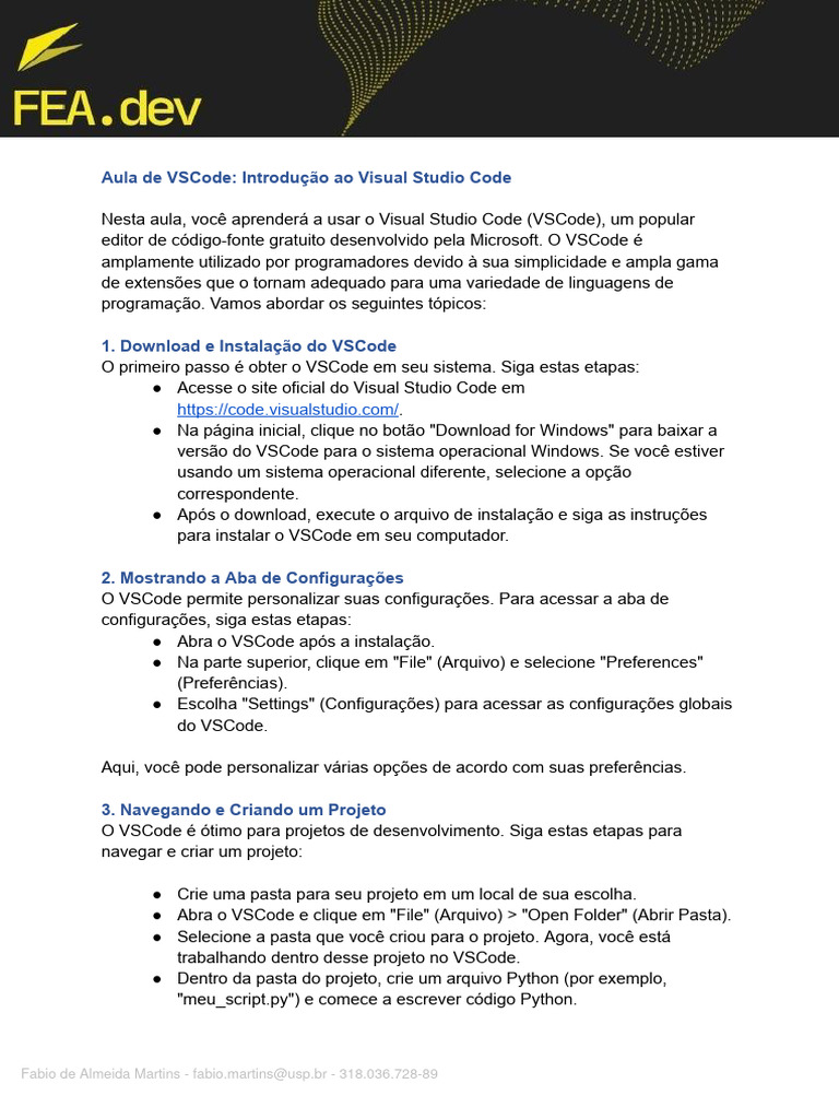 Introdução Ao Visual Studio Code | PDF | Python (linguagem de ... Introdução Ao Visual Studio Code | PDF | Python (linguagem de ...