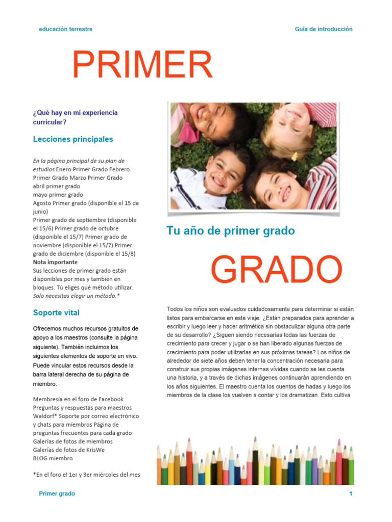 Guía Completa de Primer Grado | PDF | Waldorf Education | Plan de estudios