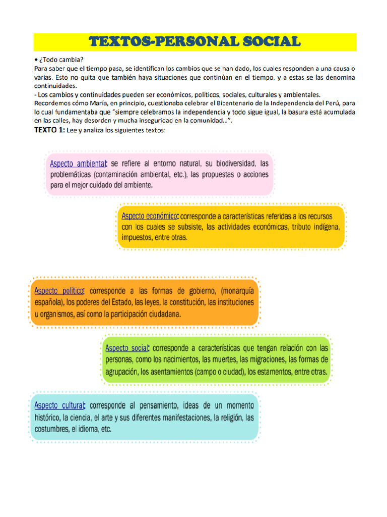 Textos de Personal Social Jueves 08-07 | PDF