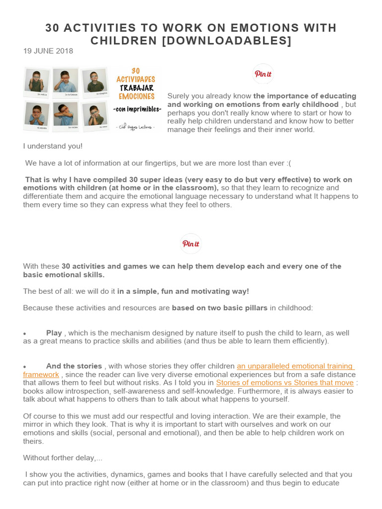 30 Activities To Work On Emotions With Children | PDF | Empathy | Emotions