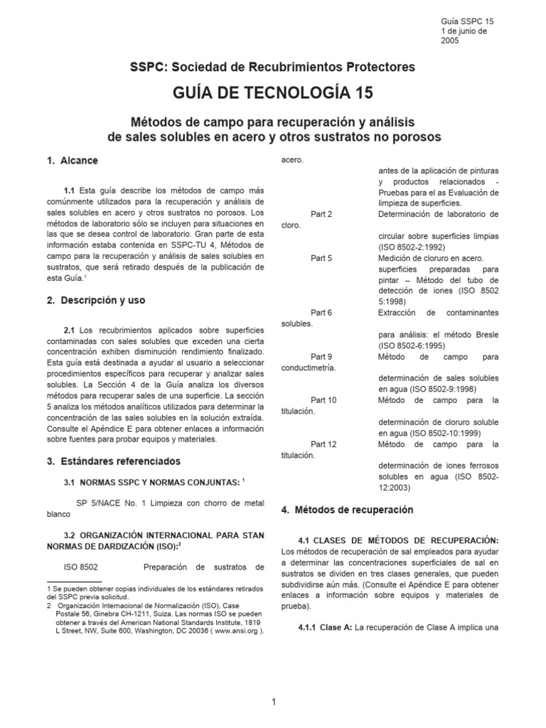 Guía SSPC 15 PDF | PDF | Valoración | Química