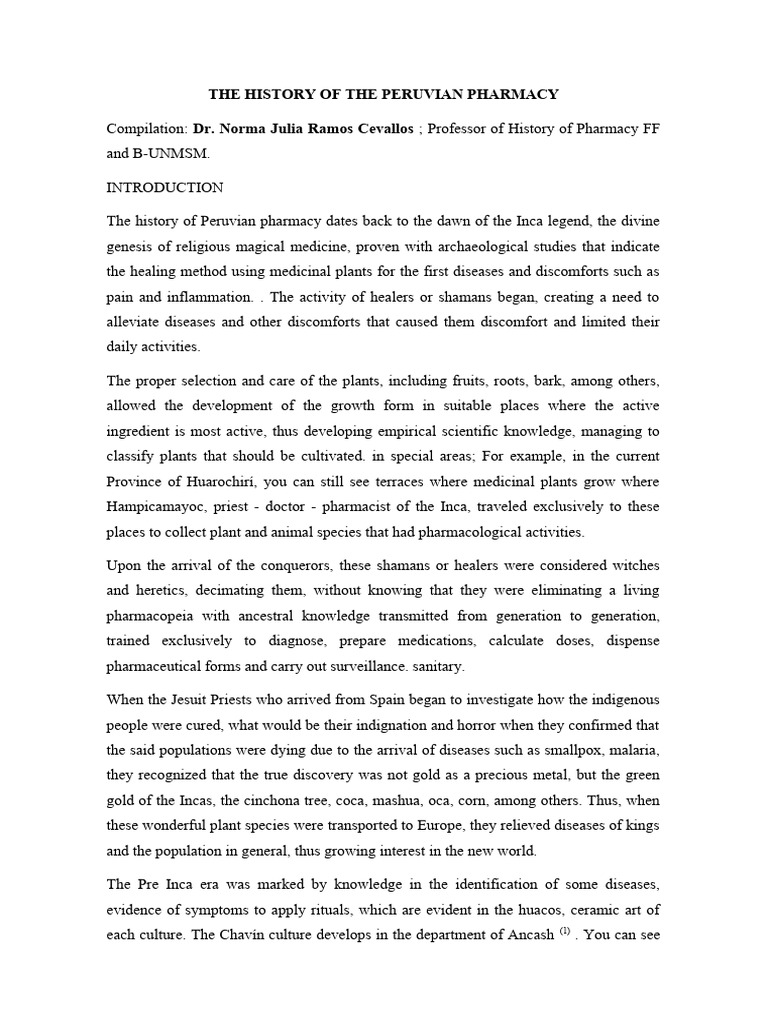 History of The Pharmacy | PDF | Pharmacy | Peru