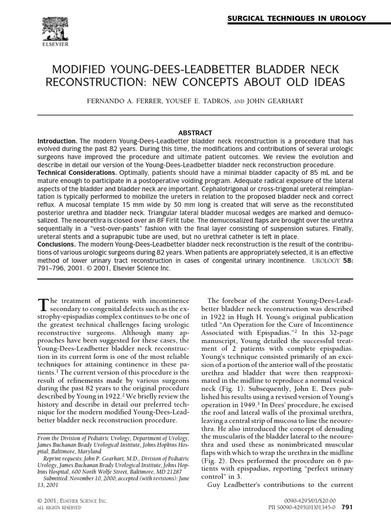 Modified Young-Dees-Leadbetter Bladder Neck Reconstruction - New ...