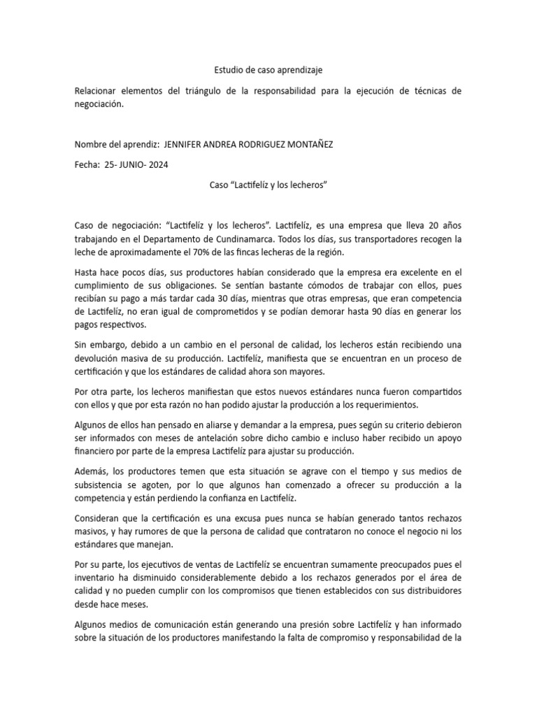 Lactifeliz y Los Lecheros | Descargar gratis PDF | Business | Negociación