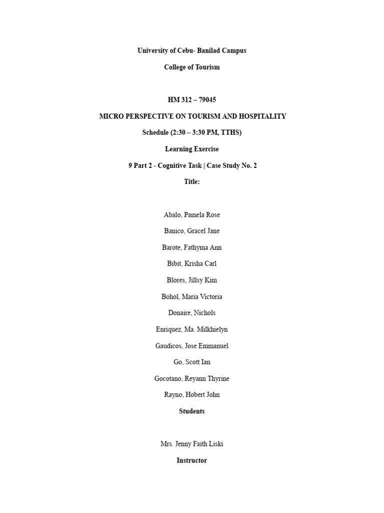 9 Part 2 Cognitive Task - Case Study No. 2 Banicos Group Dec 14 1 | PDF ...