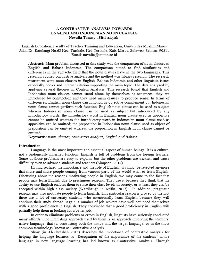Contrastive Analysis As Article | PDF | Clause | Phrase