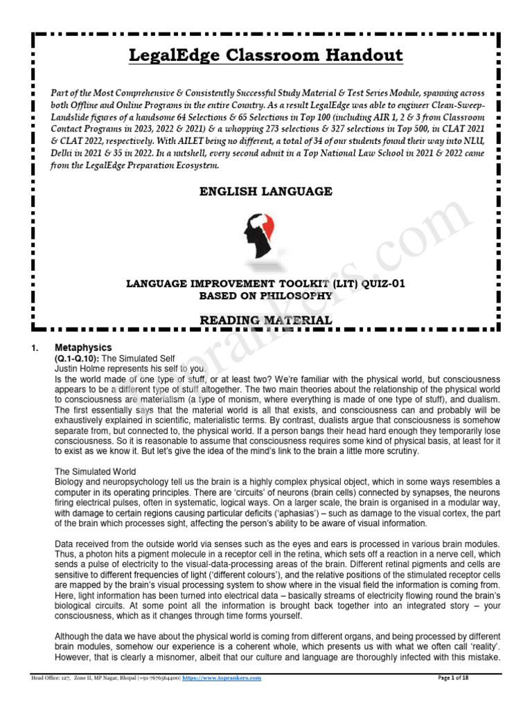 LIT Quiz 01 Philosophy - Articles5573496 | PDF | Socrates | Existentialism