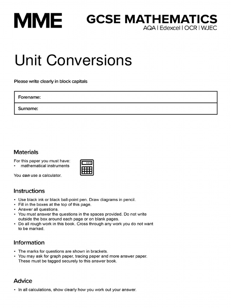 Unit Conversion Questions MME | PDF | Litre | Units Of Measurement