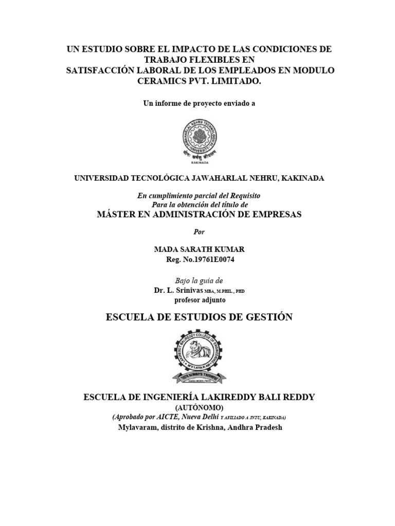 Impacto de Las Condiciones Laborales Flexibles en La Satisfacción ...