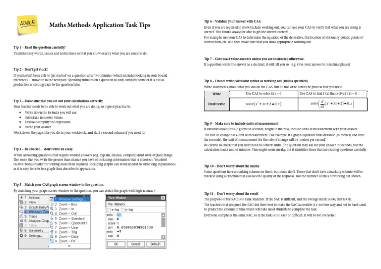 Maths Methods Application Task Tips | PDF | Question | Mathematics