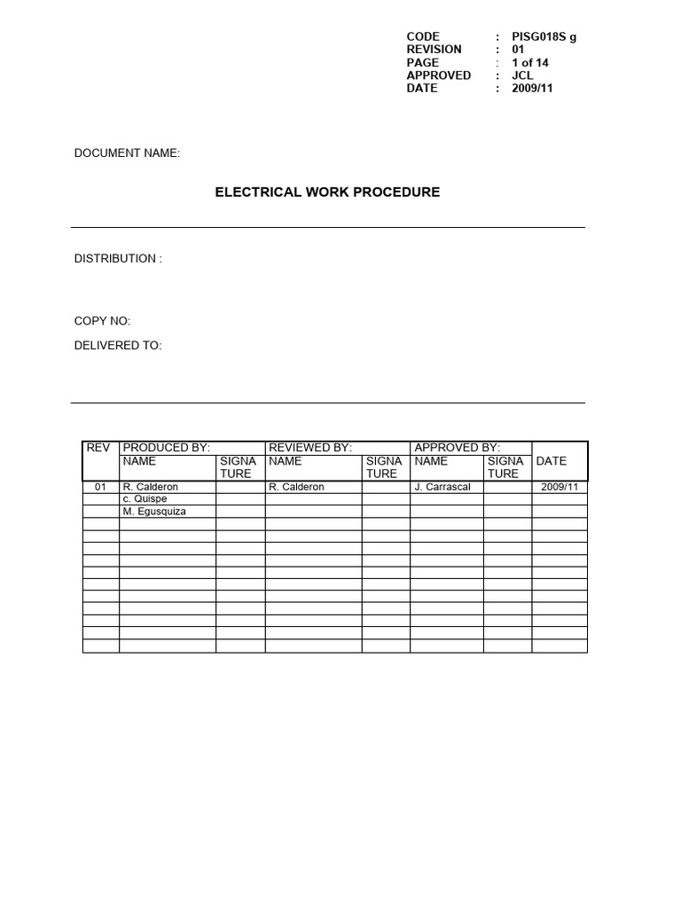 Electrical Work Procedure | PDF | Electrical Connector | High Voltage