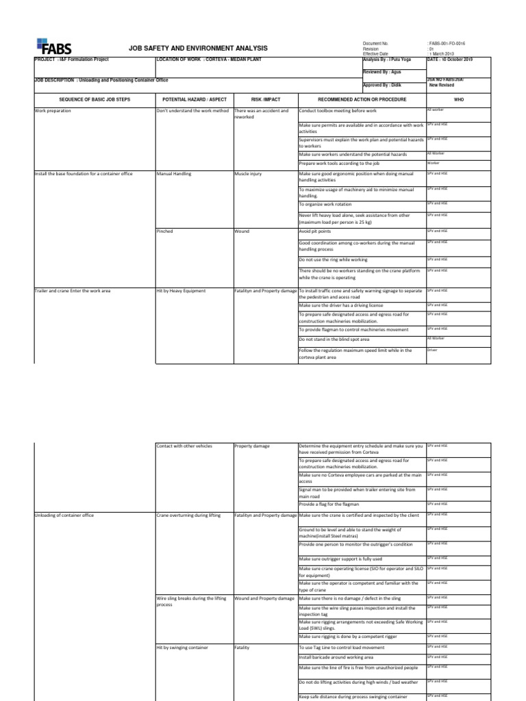 Jsa Corteva Unloading and Positioning Container | PDF | Crane (Machine) | Safety