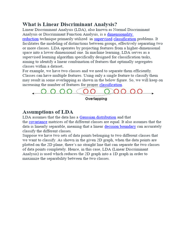 What Is Linear Discriminant Analysis | Download Free PDF | Applied ...
