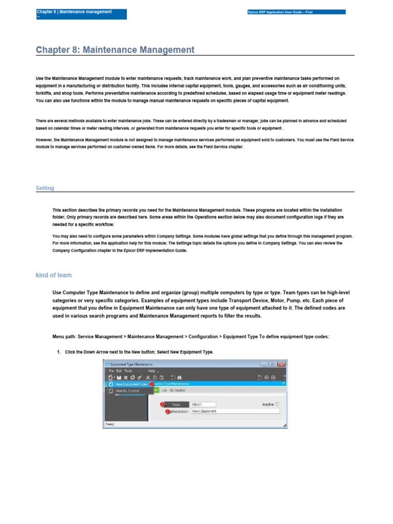 Epicor ERP Maintenance Management | PDF | Enterprise Resource Planning | Calibration