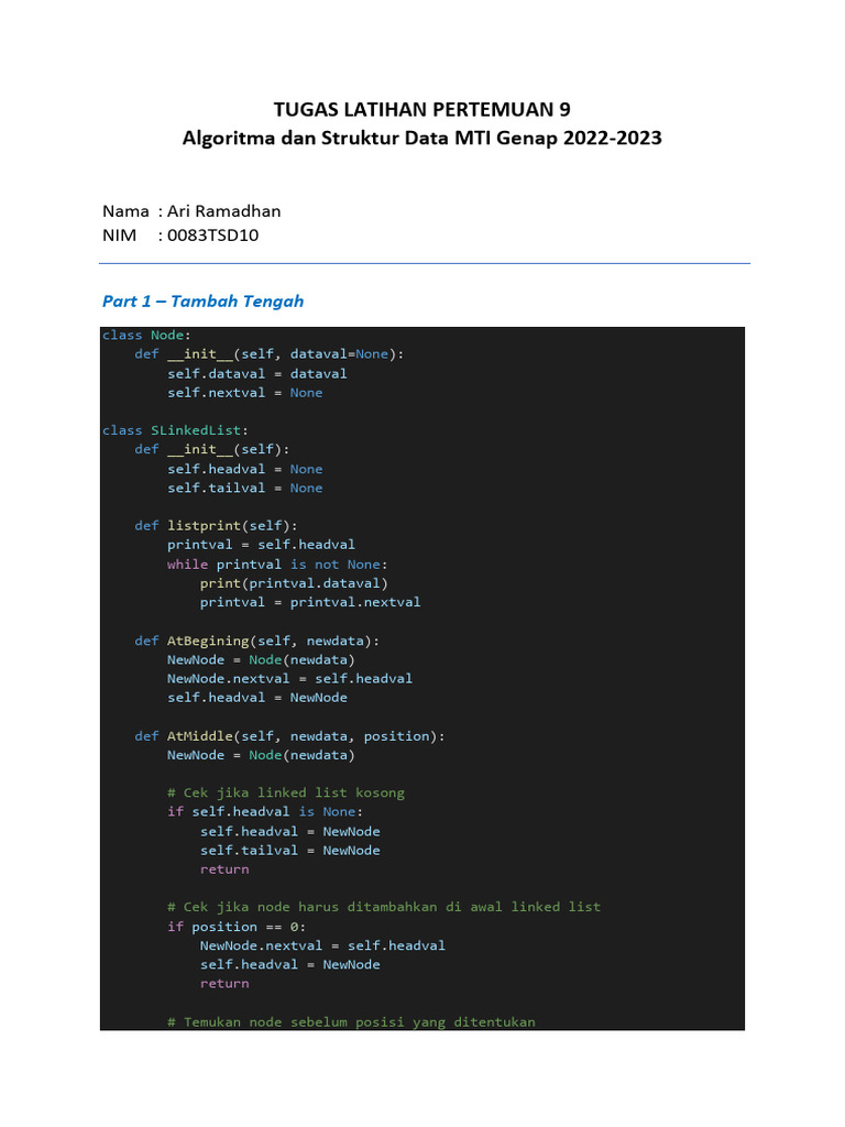 Tugas Latihan Pertemuan 9 - Algoritma Dan Struktur Data MTI Genap 2022-202 | PDF | Algorithms ...