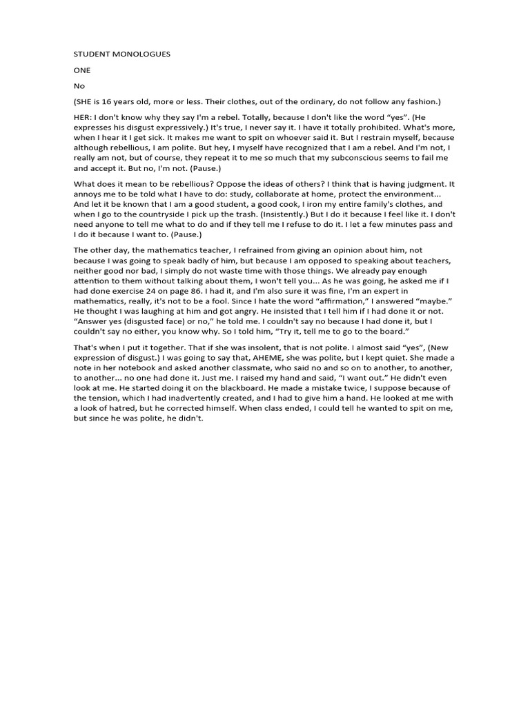 Monologue Examples for Students | PDF | Truth