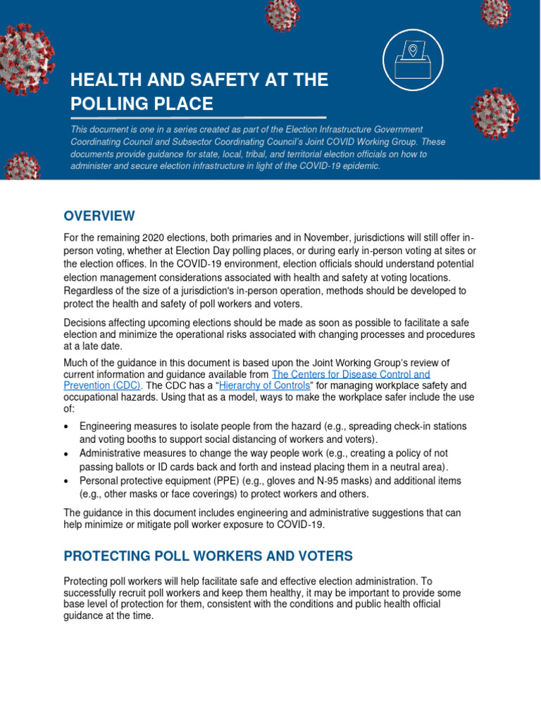 Election Safety Guide for Officials | PDF | Personal Protective ...