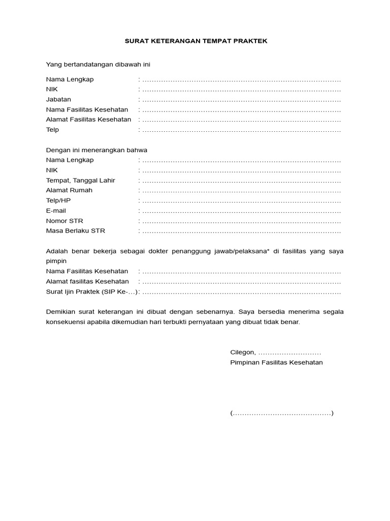 Surat Keterangan Tempat Praktek | PDF | Game & Aktivitas