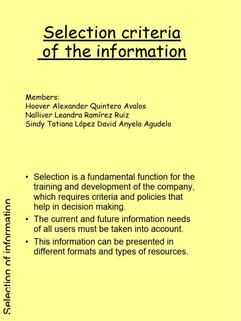 Information Selection Criteria | PDF | Communication | Human Communication