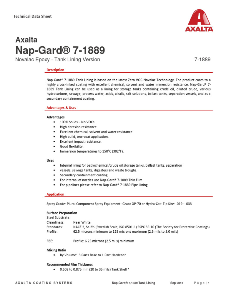 Axalta - NapGard 7-1889 PDS Vsep2016 | PDF | Coating | Water