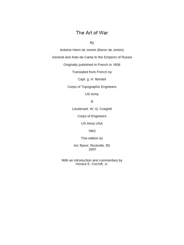 Jomini's Principles of Warfare Explained | PDF | Antoine Henri Jomini ...