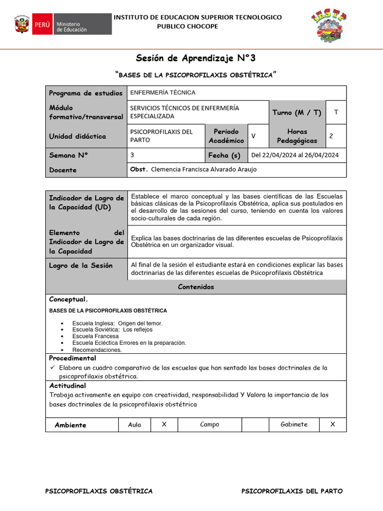 Sesión #3 Psicoprofilaxis - NF | PDF | Maestros | Moodle