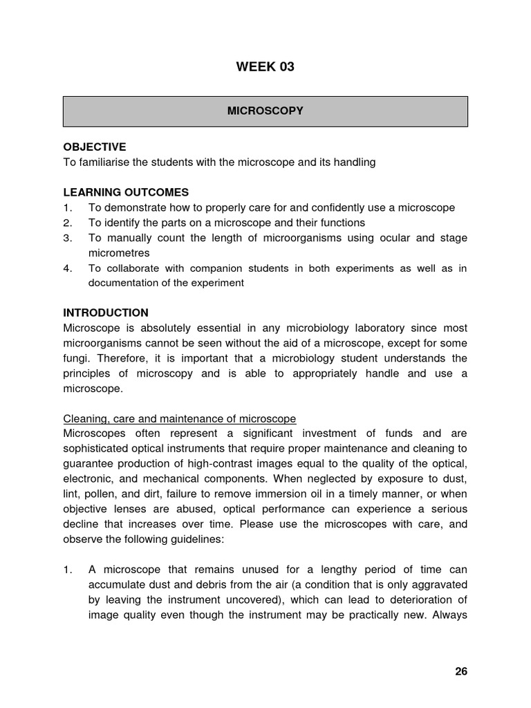 Laboratory Manual Week 03 | PDF | Microscope | Laboratory Equipment