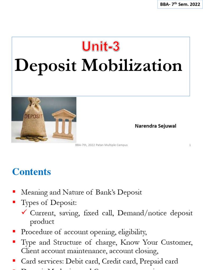 Bank Deposit Essentials for BBA Students | PDF | Stored Value Card ...