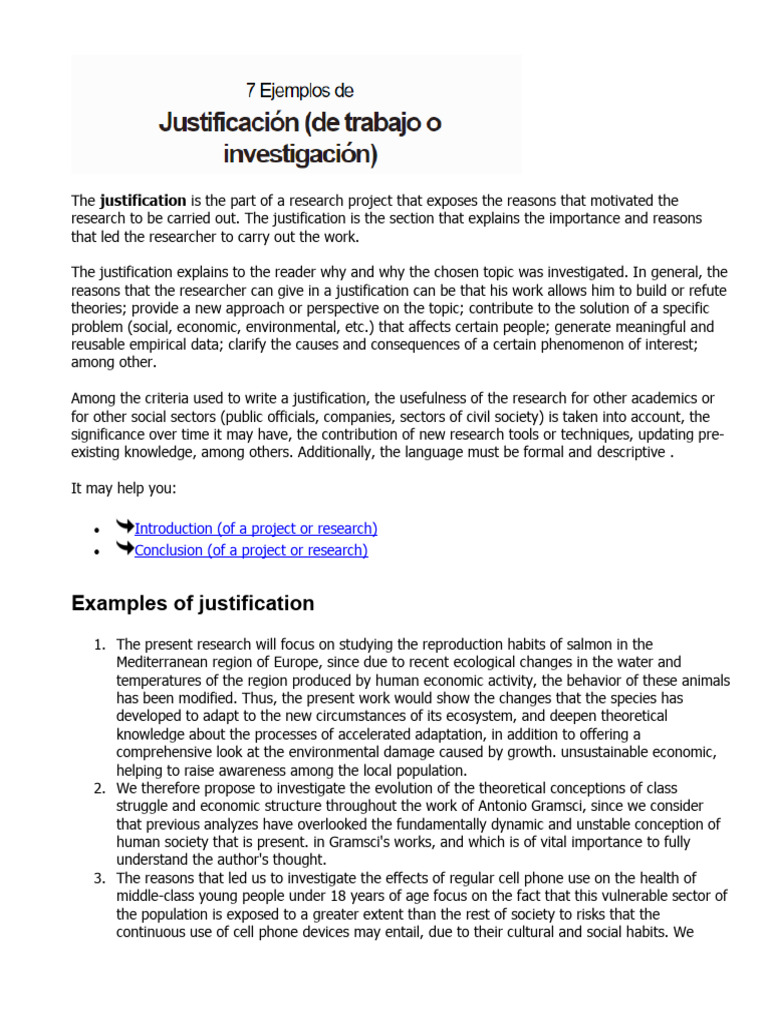 Examples of Thesis Justification | PDF | Thesis | Newspapers