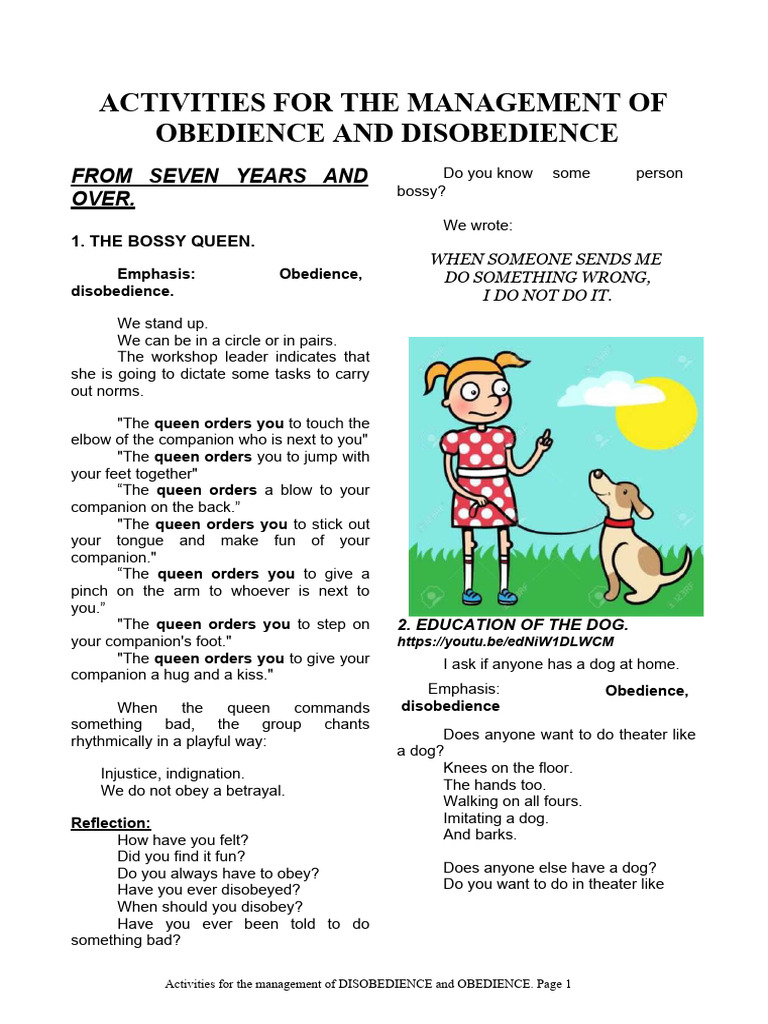 27 Activities For Managing Disobedience and Obedience PDF | PDF