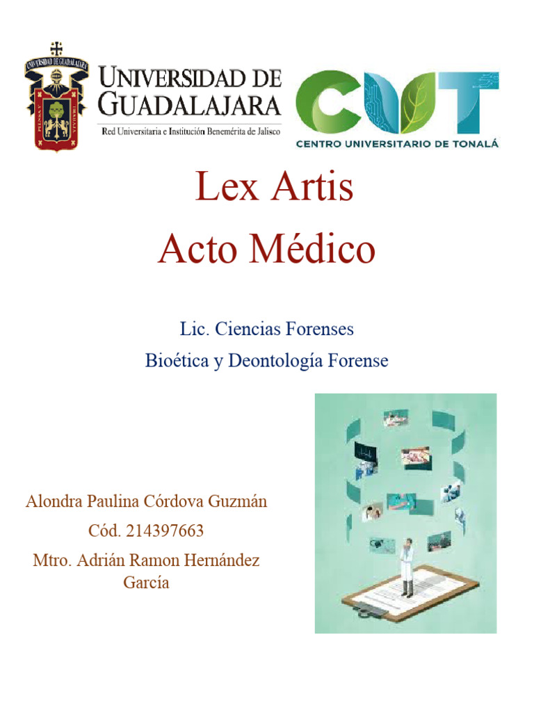Acto Medico Lex Artis | PDF | Intención (Derecho Penal)