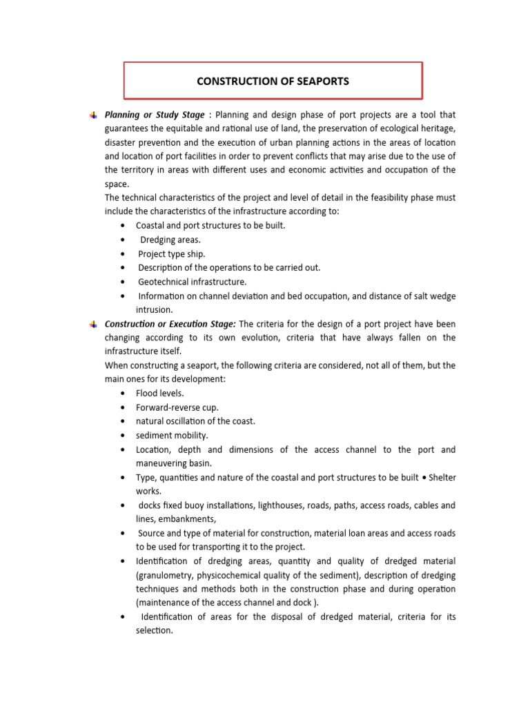 Seaport Construction Stages | PDF | Port | Waste