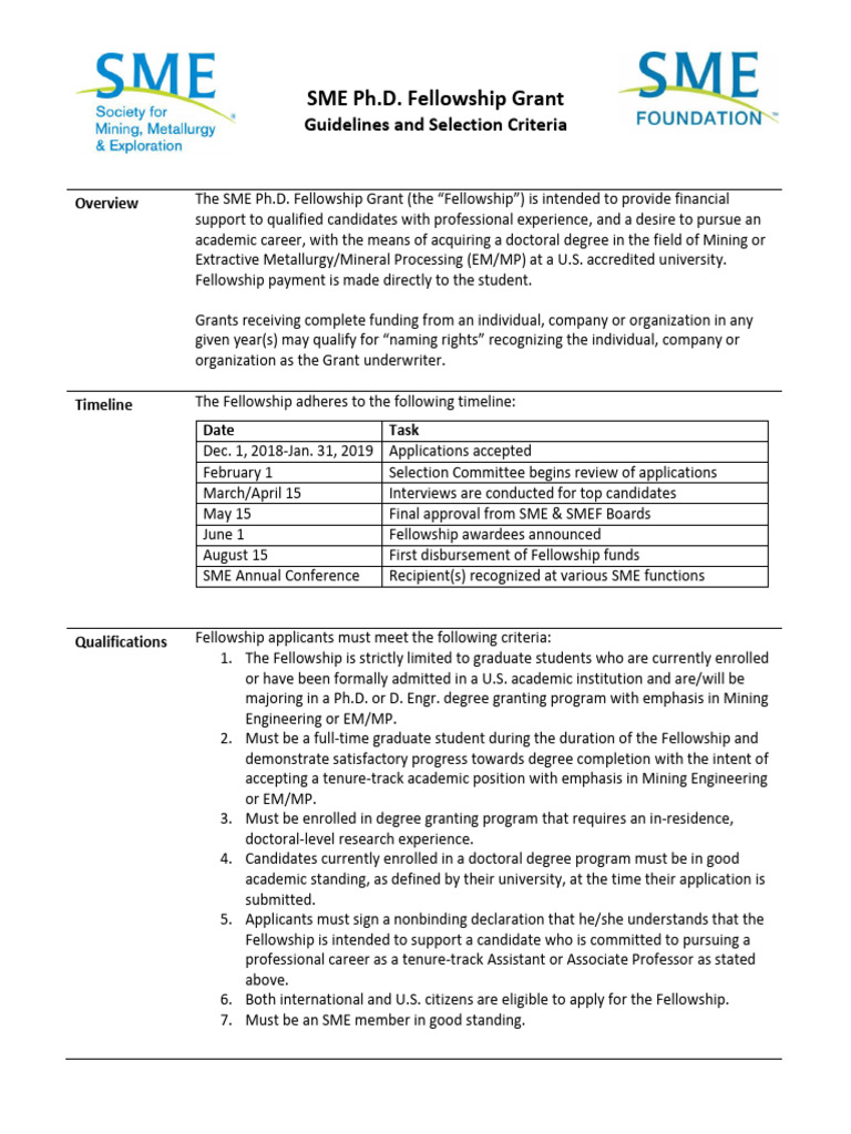 PHD Fellowship Grant Guidelines and Application Form 2019 | PDF ...