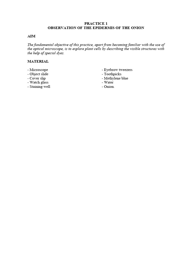 Laboratory Practice Observation of Onion Cells | PDF | Cell (Biology ...