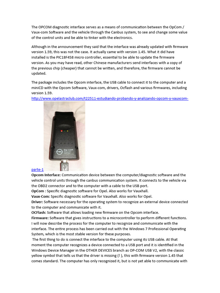 OPCOM Diagnostic Interface For OPEL | PDF | Device Driver | Microcontroller