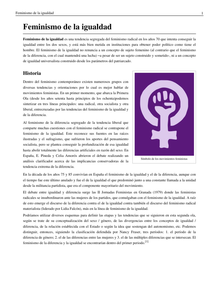 Feminismo de la Igualdad: Conceptos Clave | PDF | Feminismo | Estudios ...