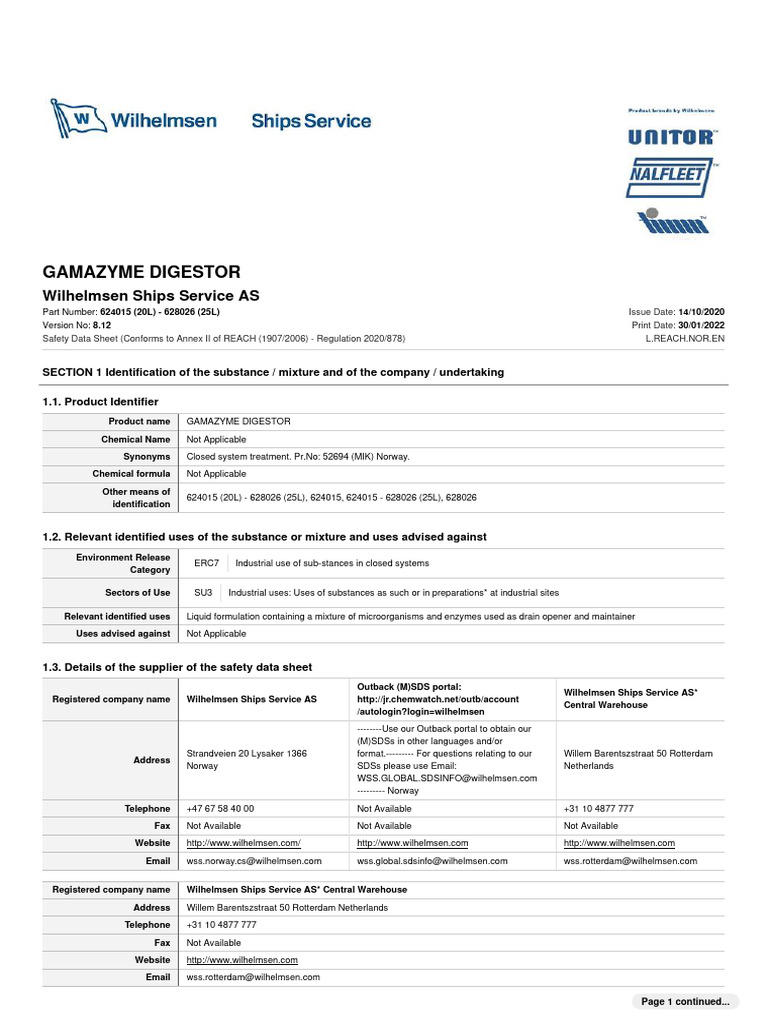 GAMAZYME DIGESTOR Safety Data Sheet | PDF | Toxicity