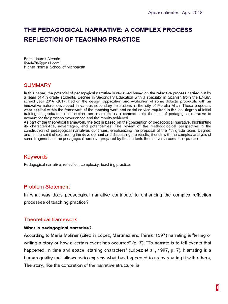 Pedagogical Narrative Reflection On Teaching Practice | PDF | Narrative | Pedagogy