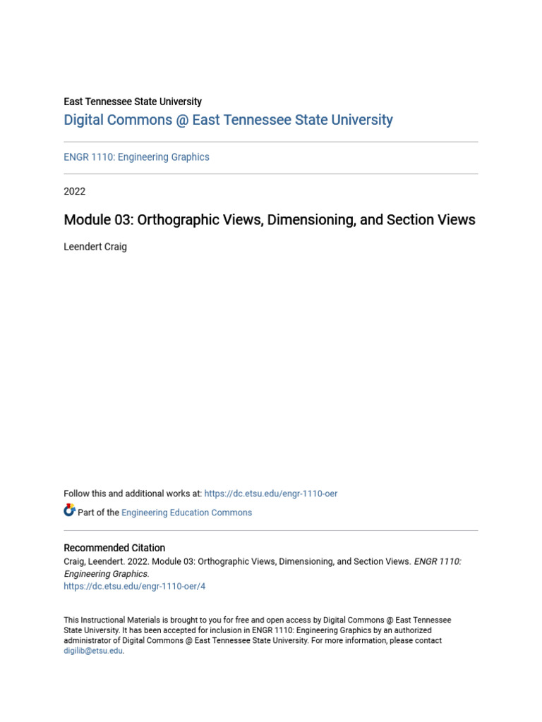 Module 03 - Orthographic Views Dimensioning and Section Views | PDF | Dimension | Materials