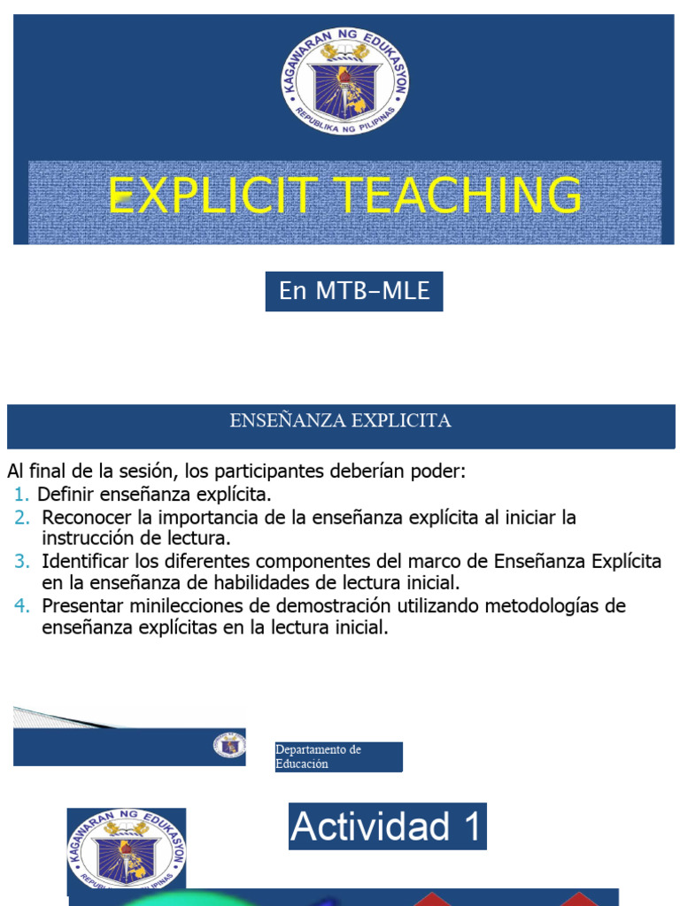 Enseñanza Explícita Grado 1 | PDF | Enseñando | Aprendizaje