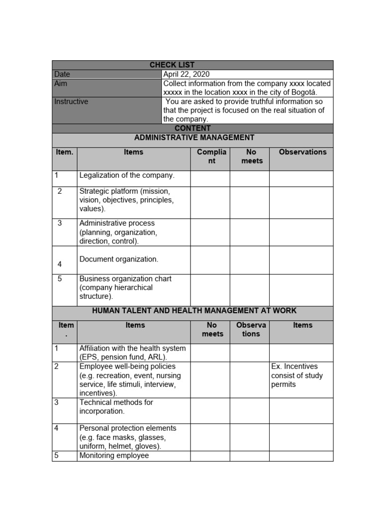 Company Compliance Assessment Checklist | PDF | Inventory | Accounting