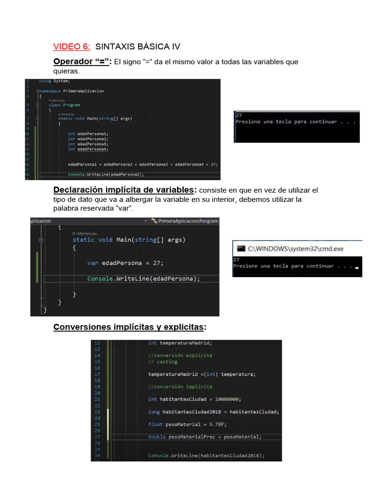 C# 6-13 | PDF | C Sharp (lenguaje de programación) | Variable (informática)
