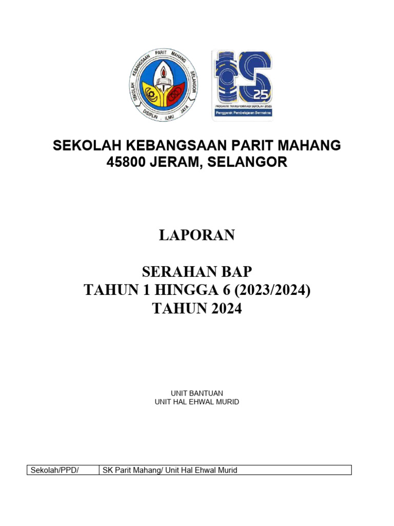 Laporan Serahan BAP 2024 | PDF