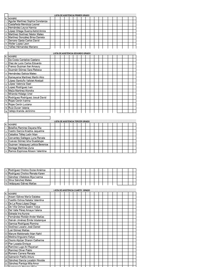 Listas para Profes..Xlsx - ASISTENCIA SIMPLE | PDF