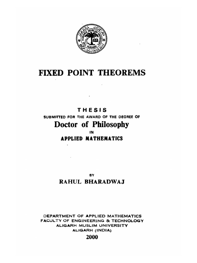 Fixed Point Theorems: Thesis | PDF | Banach Space | Mathematical Analysis