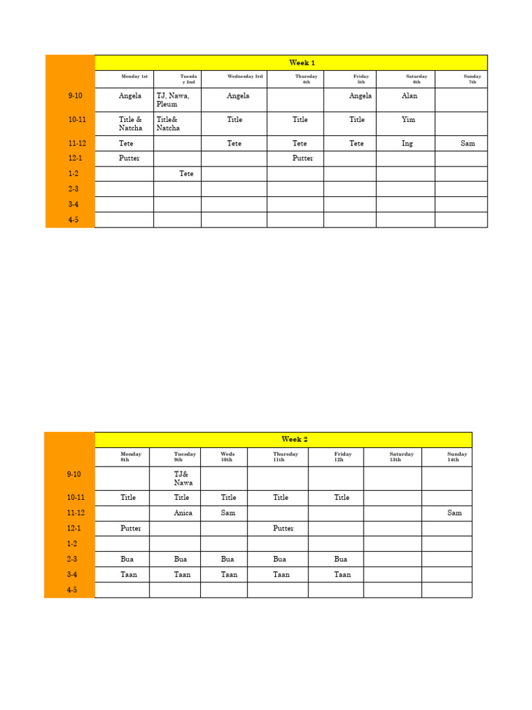 Weekly Schedule Overview | PDF | Language Arts & Discipline