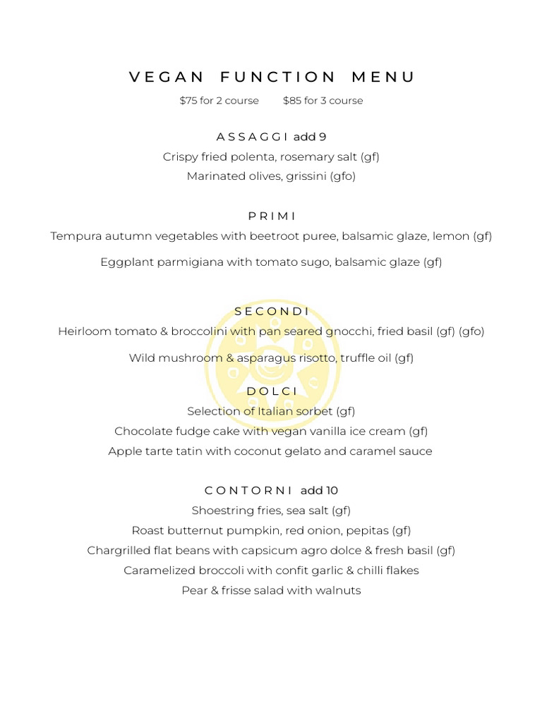 Vegan Function Menu Options | PDF
